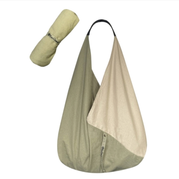 Bags | Eco Friendly Reusable Triangle Bag Canvas Tote Green Tan | Poshmark